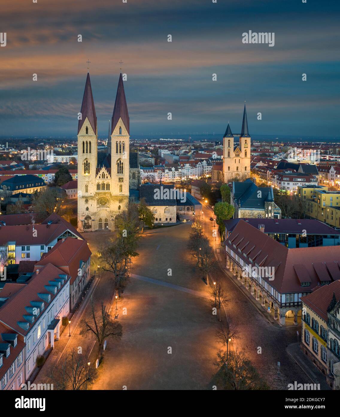 Old town of Halberstadt with its famous Gothic cathedral, Germany Stock ...