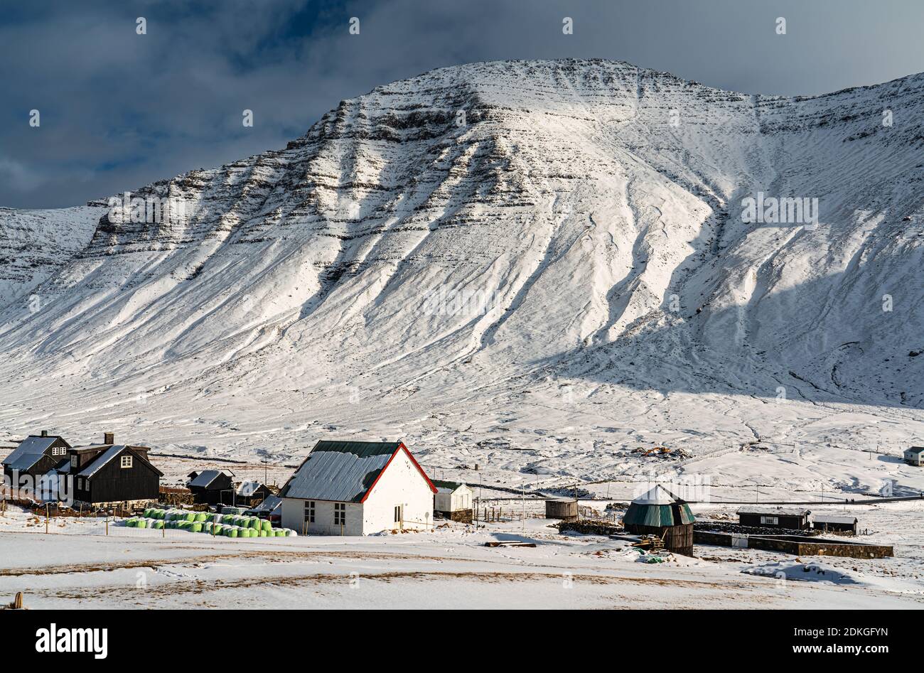 Winter impression, Gásadalur, Várga Island, Faroe Islands Stock Photo ...