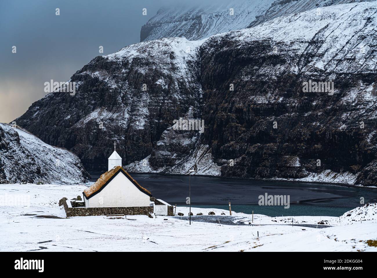 Winter Impression Saksun Valley Streymoy Island Faroe Islands Stock