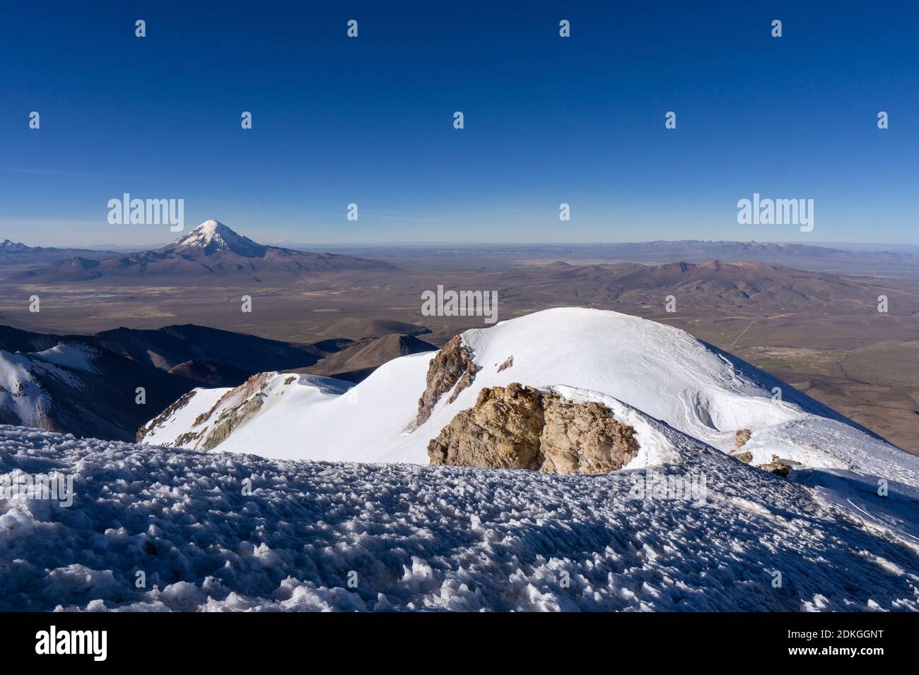 Volcano Sajama from summit of Acotango (6052) with its north-eastern ...