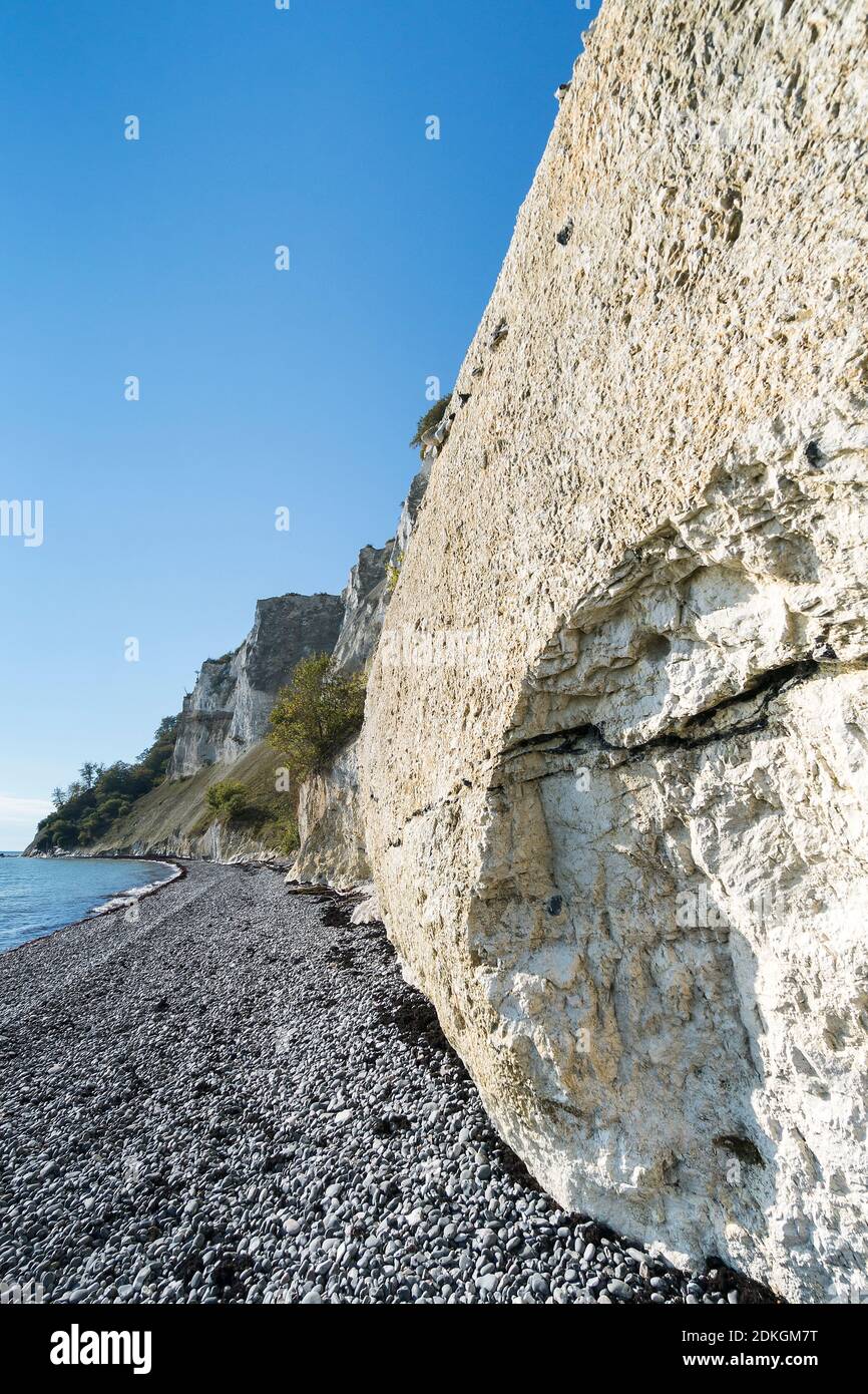 Denmark, Møns Klint, steep coast, coastal footpath, chalk cliffs with ...