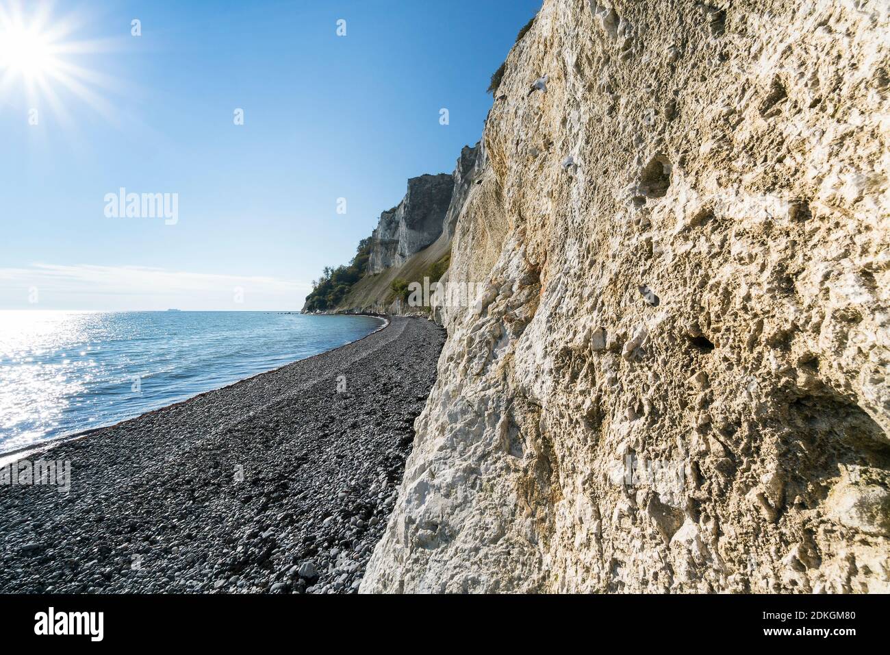 Chalk cliffs "Møns Klint", Denmark, the Baltic Sea, steep coast, chalk ...