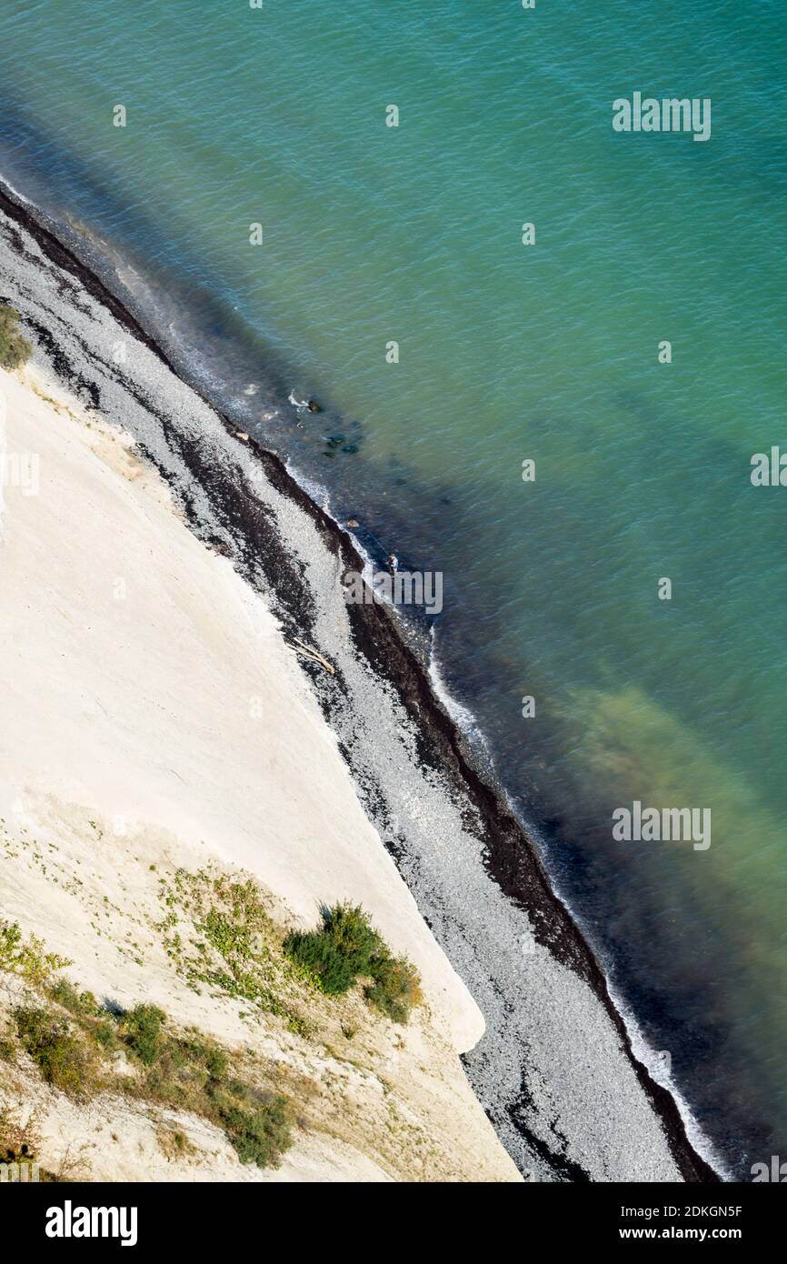 Chalk cliffs "Møns Klint", Denmark, Baltic Sea, steep coast, view from ...