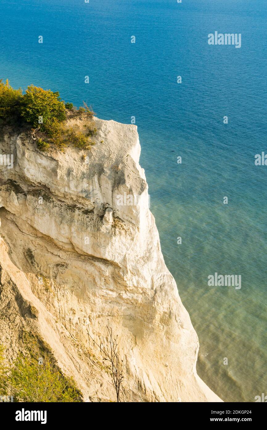 Denmark, Møns Klint, steep coast, light chalk cliffs in front of blue ...