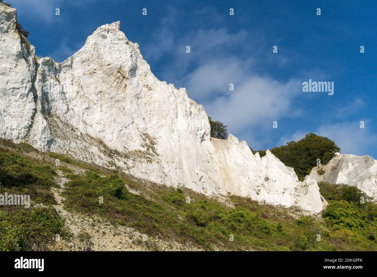 Chalk cliffs "Møns Klint", Denmark, Baltic Sea, steep coast, blue sky ...