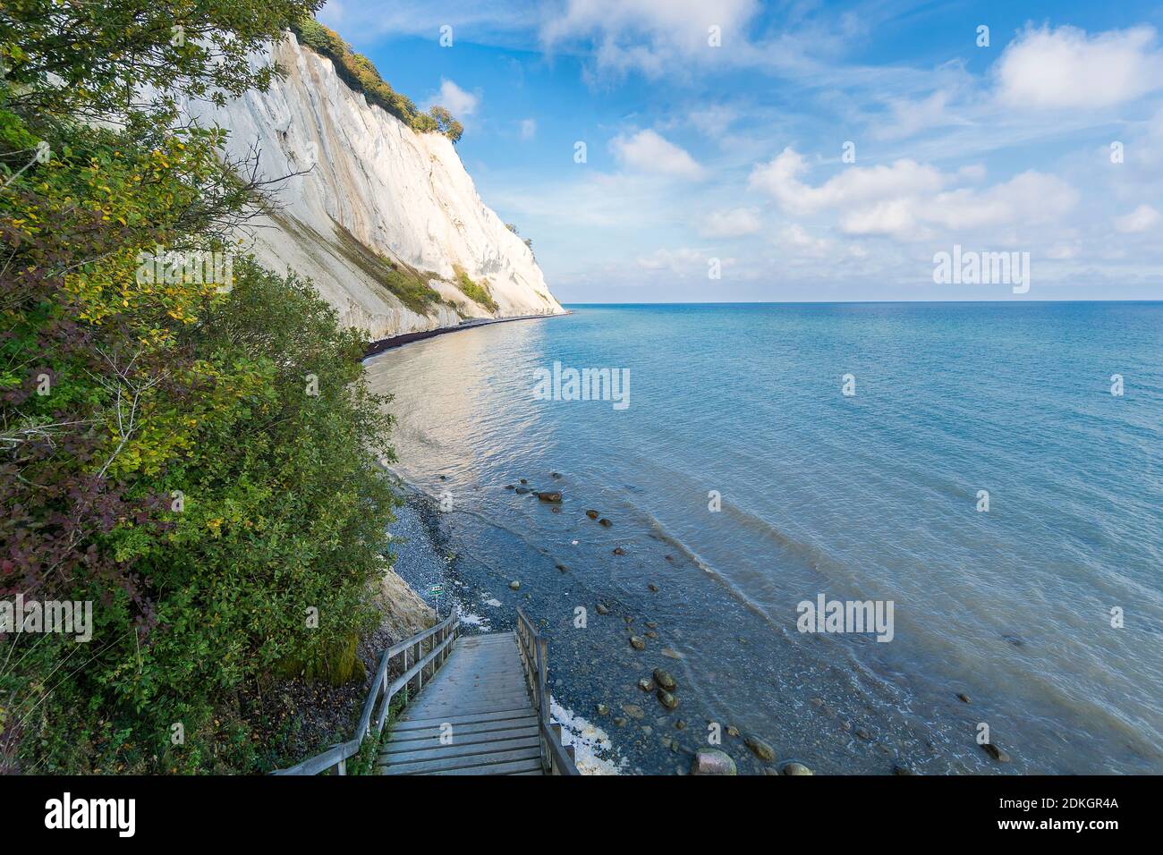 Denmark, Møns Klint, steep coast, chalk cliffs, stone beach at the foot ...
