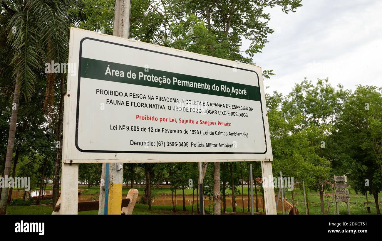 Warning sign regarding a permanent environmental protection area Stock ...