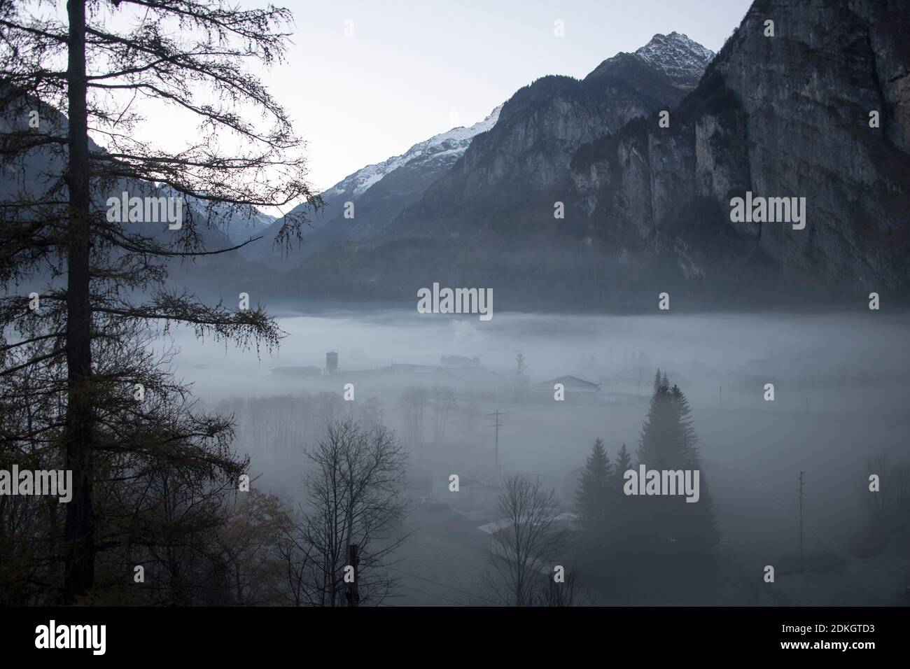 Cold air lake with morning mist Stock Photo - Alamy