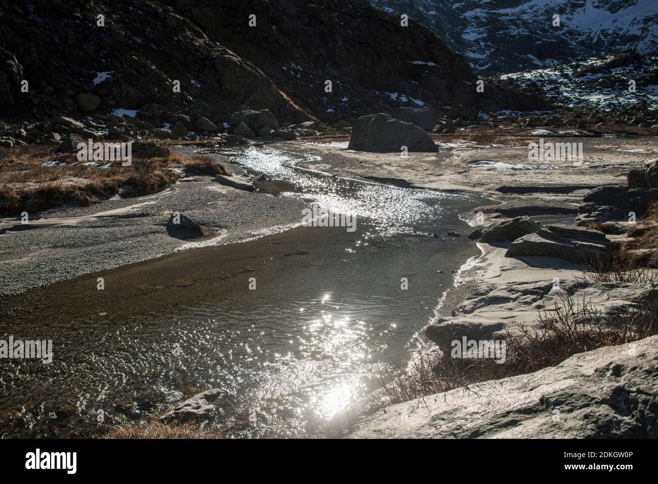 glittering sun in the mountain stream Stock Photo - Alamy