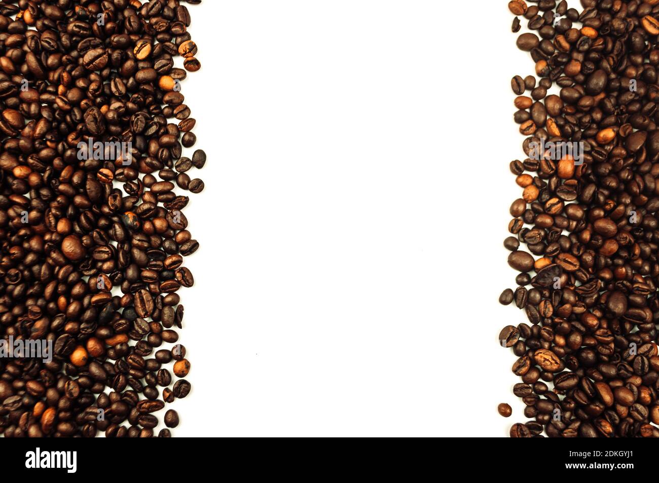 Coffee Bean Sides White Background Table Top View Mock Copy Space Stock ...
