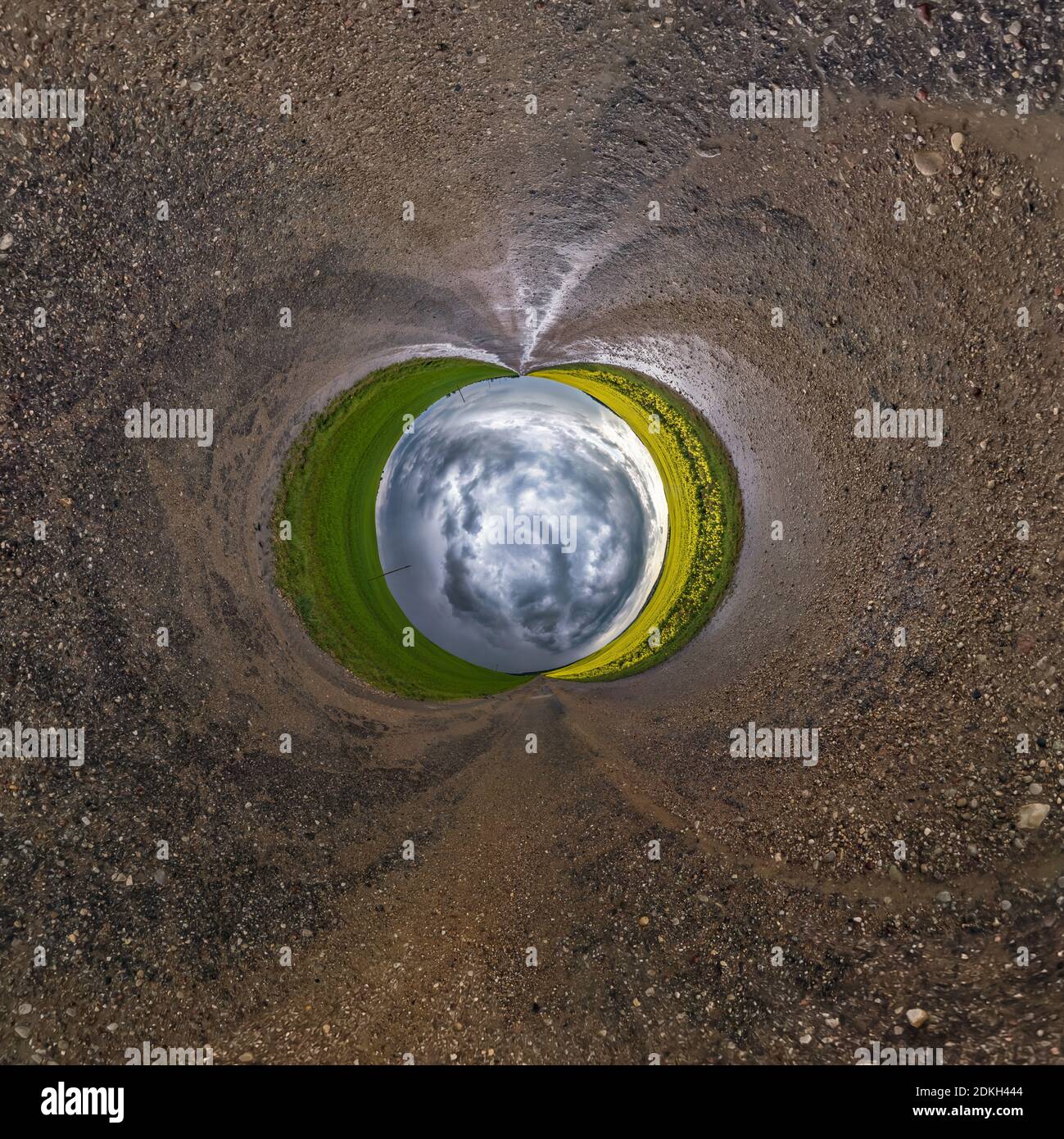 Blue little planet ball. Inversion of tiny planet transformation of ...