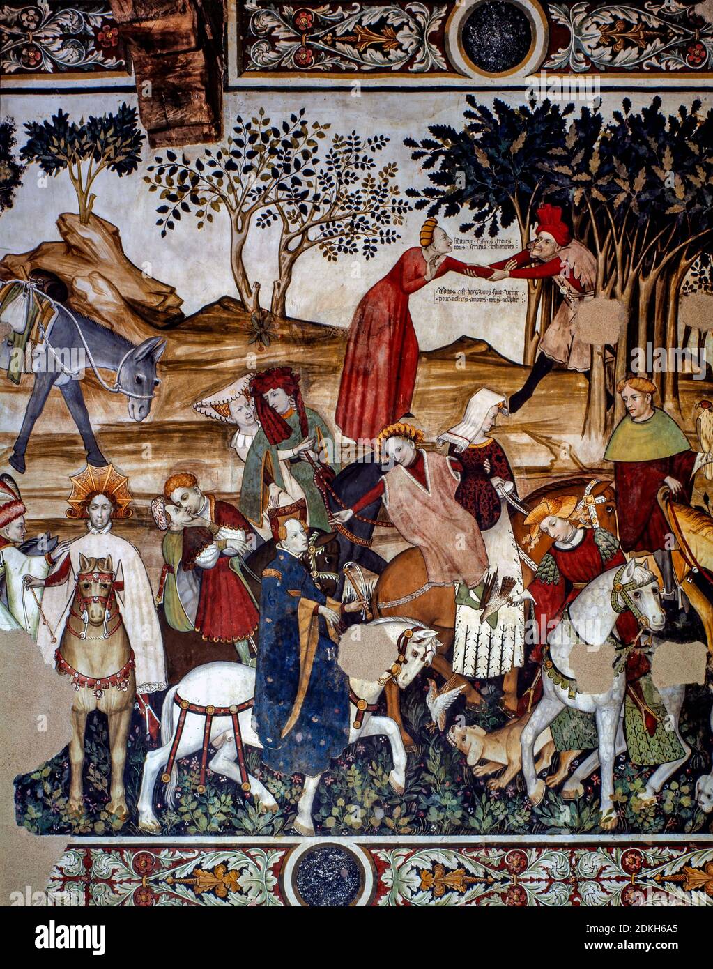 Medieval Italian Castle of Manta. Baronial Hall. Fresco cycle with ...