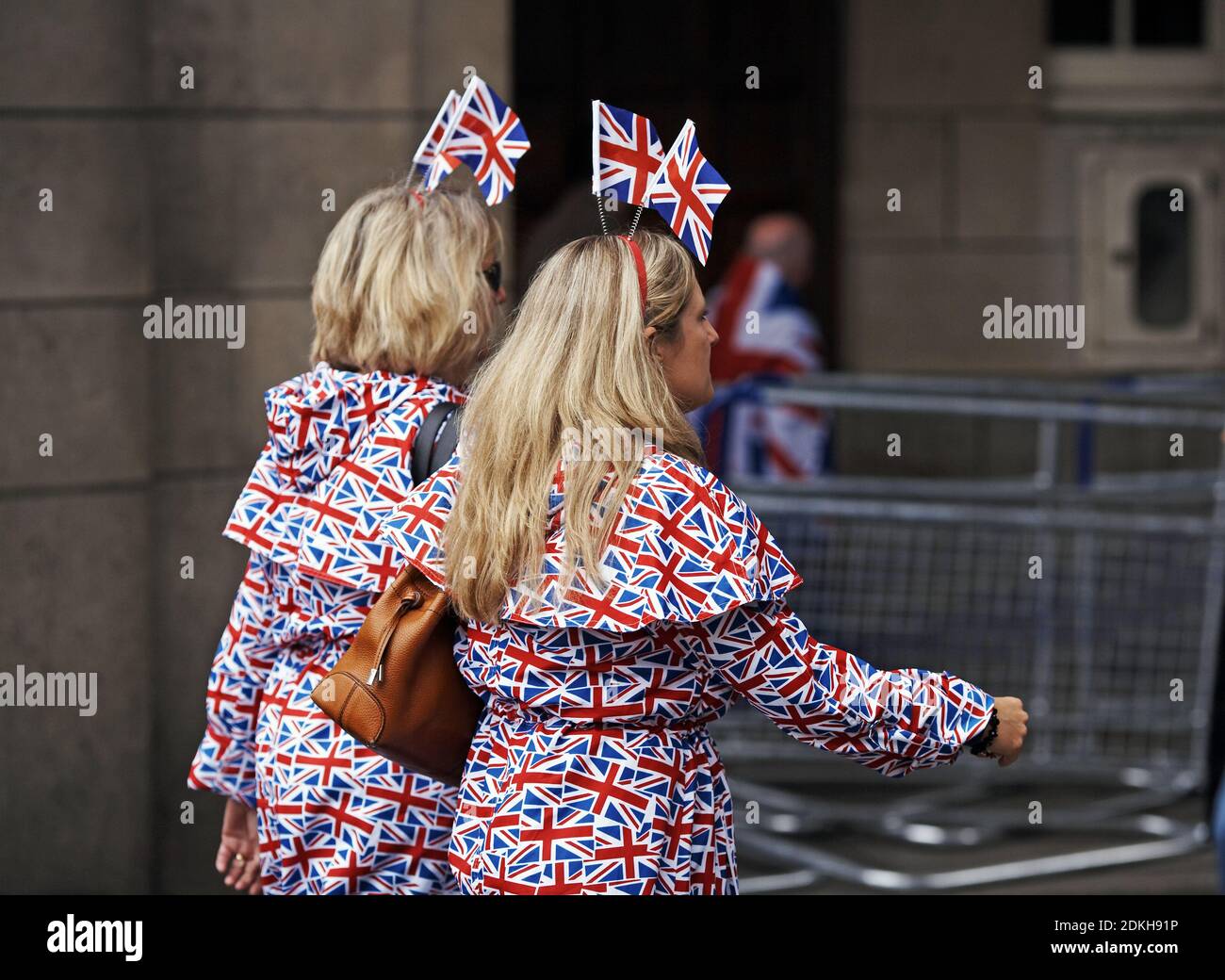 GREAT BRITAIN / England / London /womann wearing Union flag attire ...