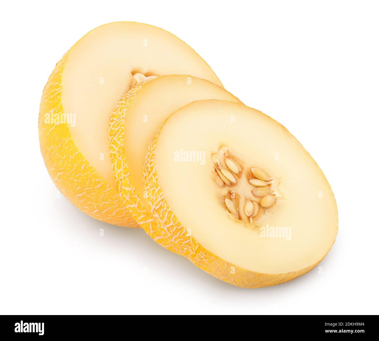 Melon half and slices isolated on white background with clipping path ...