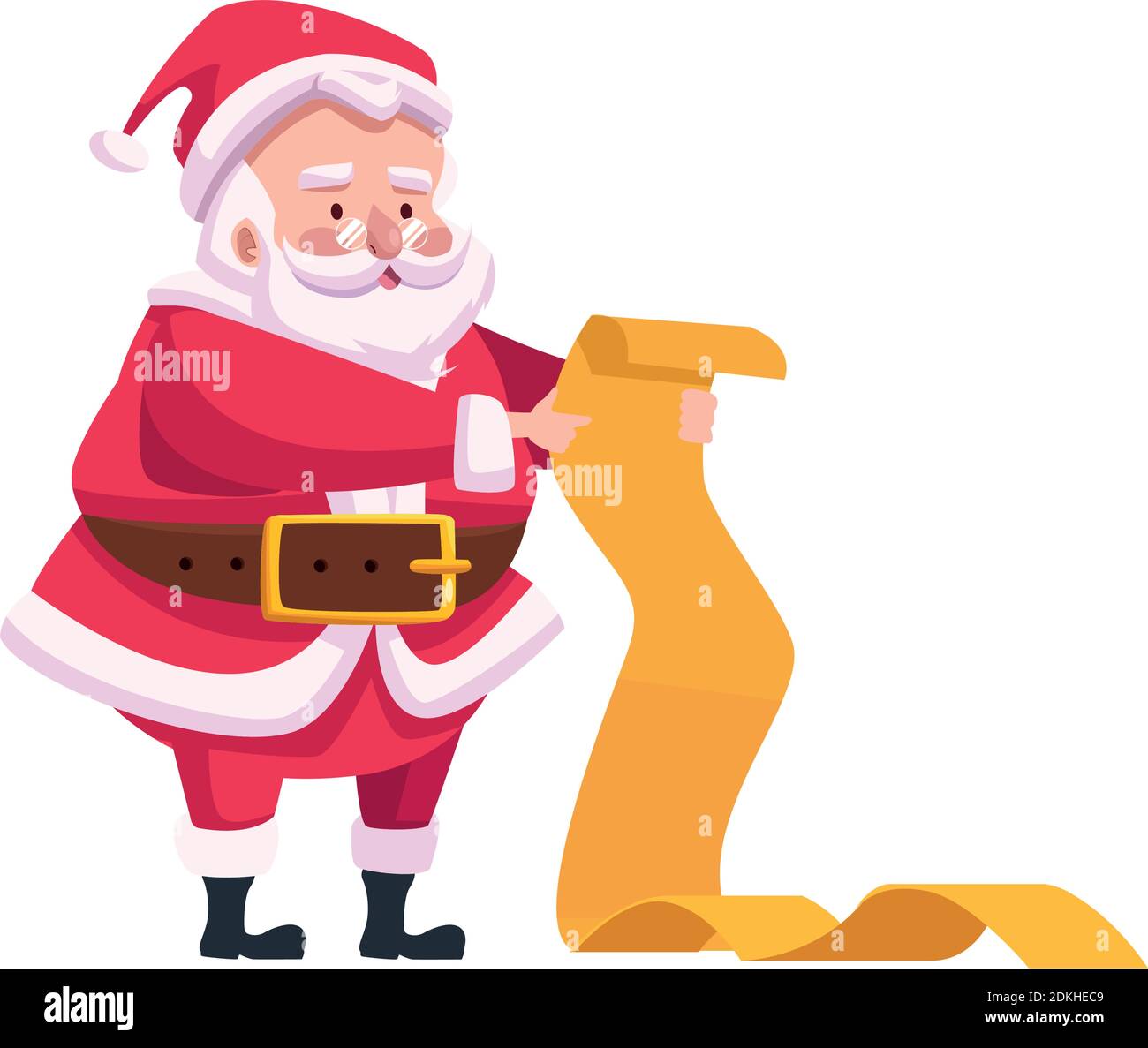 cute santa claus reading gifts list character vector illustration ...