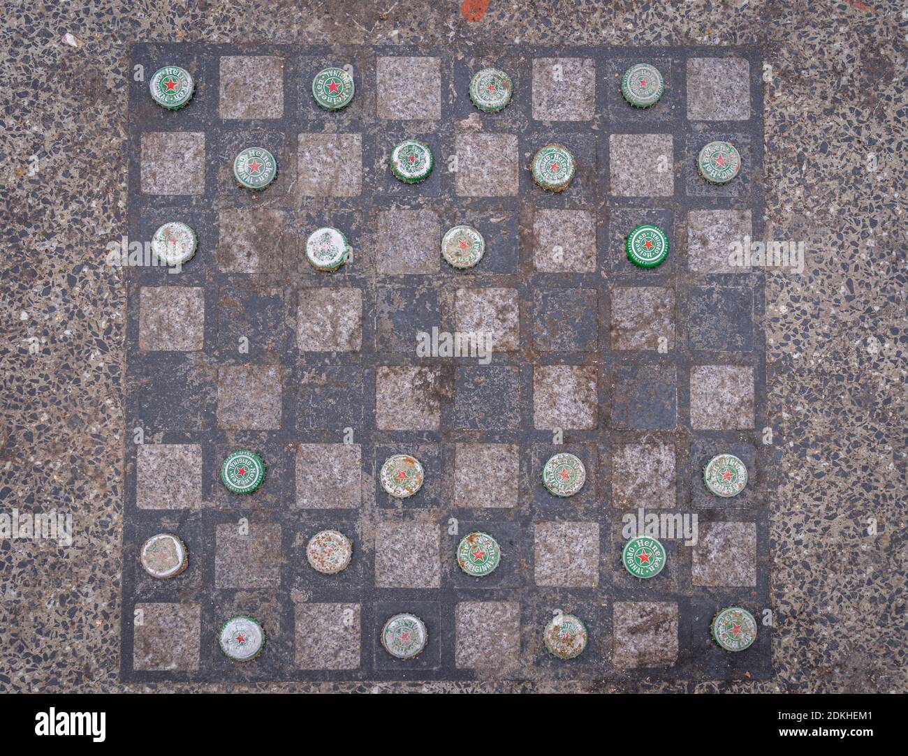 Paris, France - 12 12 2020: Public checkers and chess table at the ...