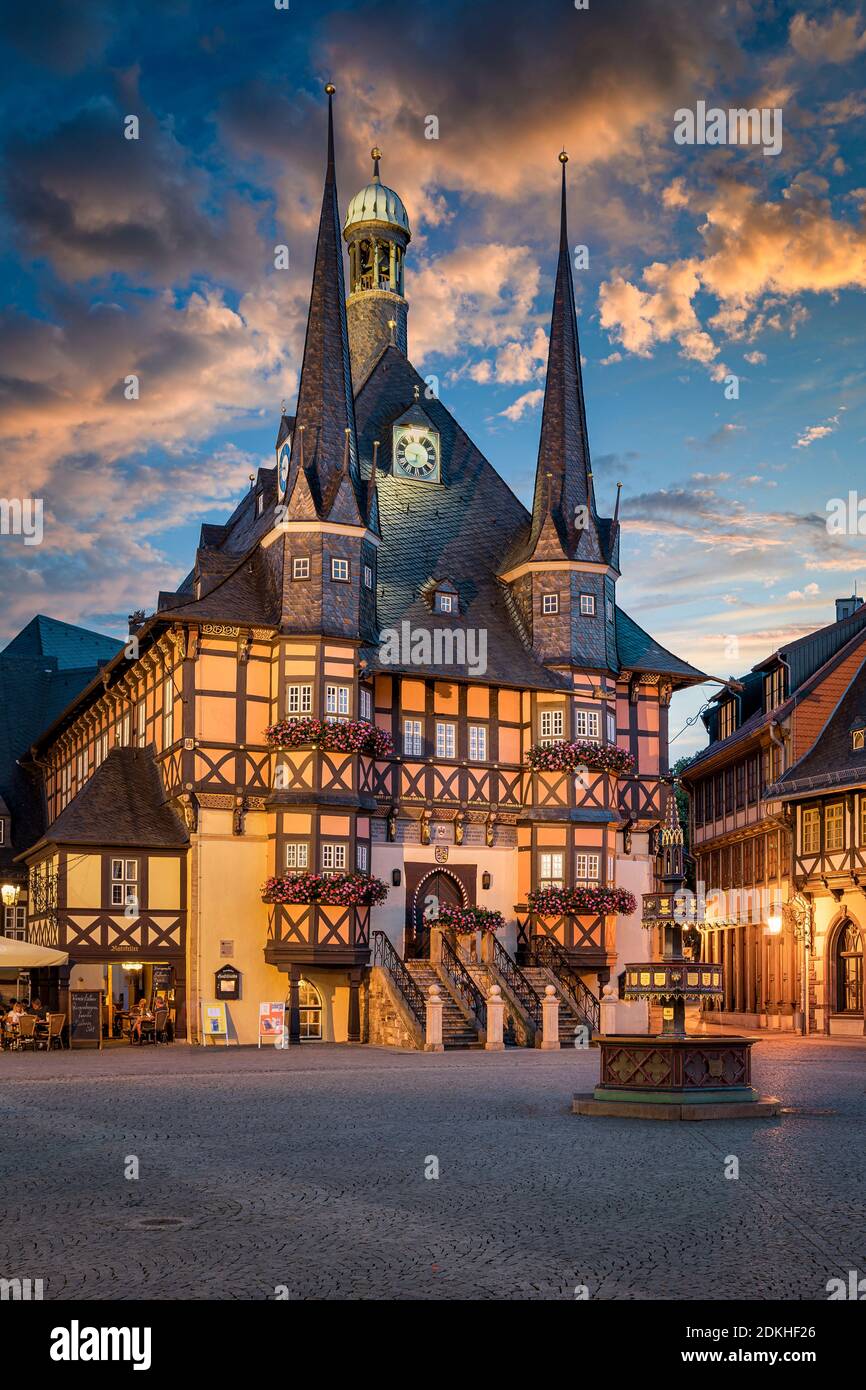 City Hall of Wernigerode, Germany at night Stock Photo - Alamy