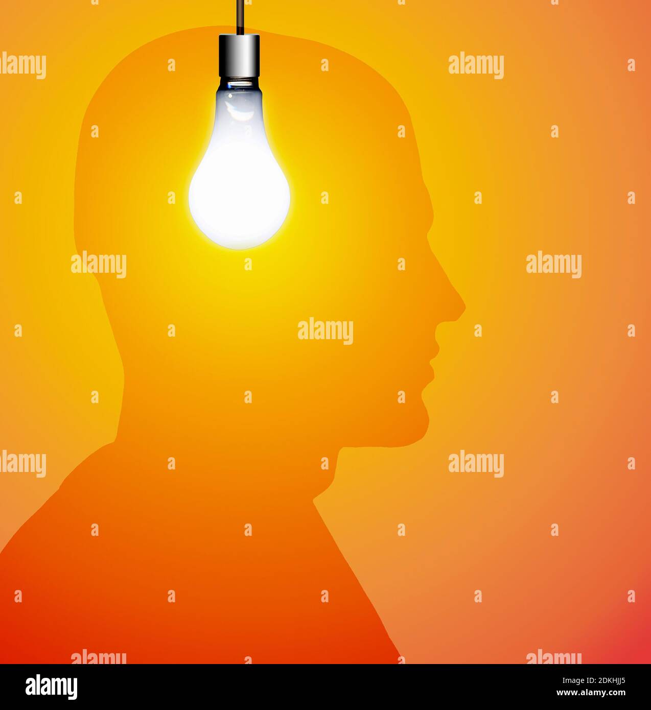 Human head with lightbulb inside hi-res stock photography and images ...
