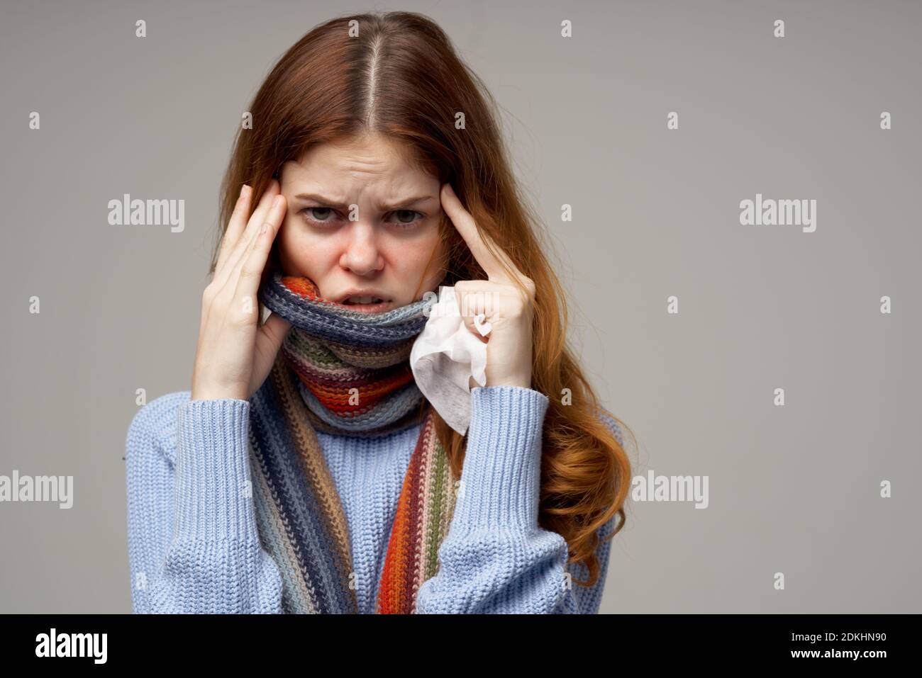 Woman runny nose touches hi-res stock photography and images - Alamy