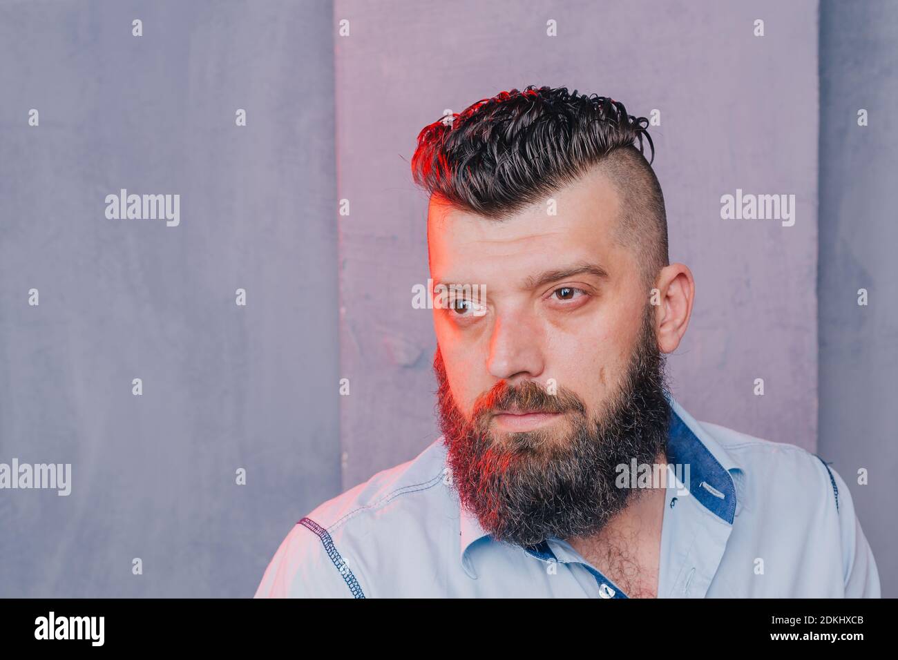 Stylish bearded hipster male. Portrait of a brunette man with a beard ...