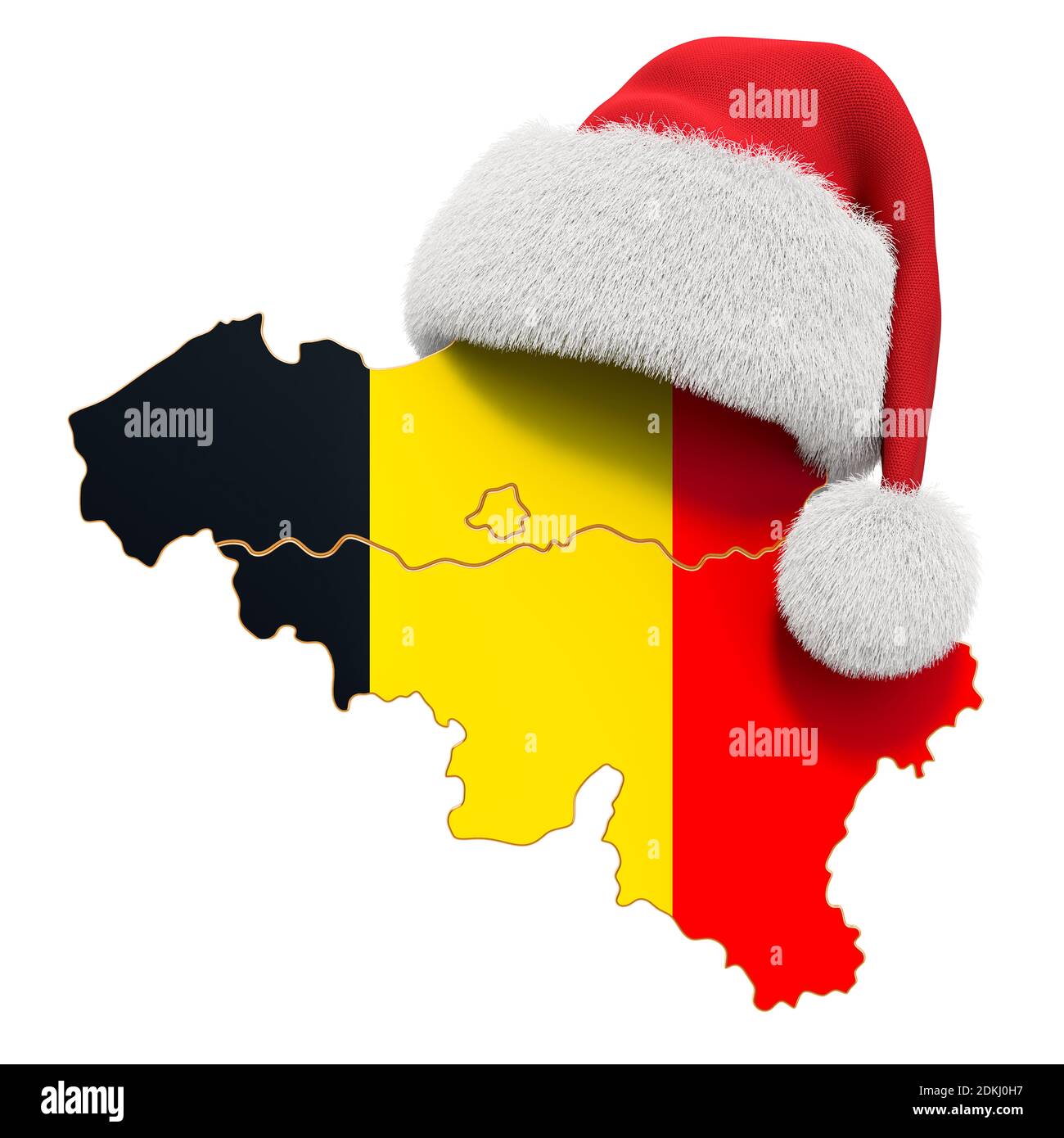 Belgian map with red Santa hat. New Year and Christmas holidays concept ...