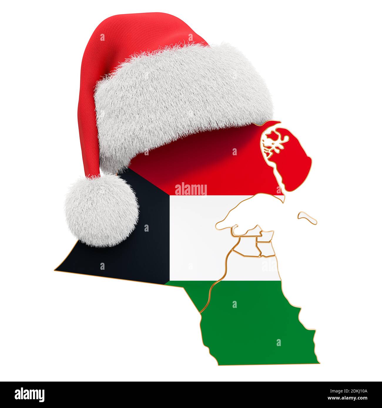 Kuwait map with red Santa hat. New Year and Christmas holidays concept ...