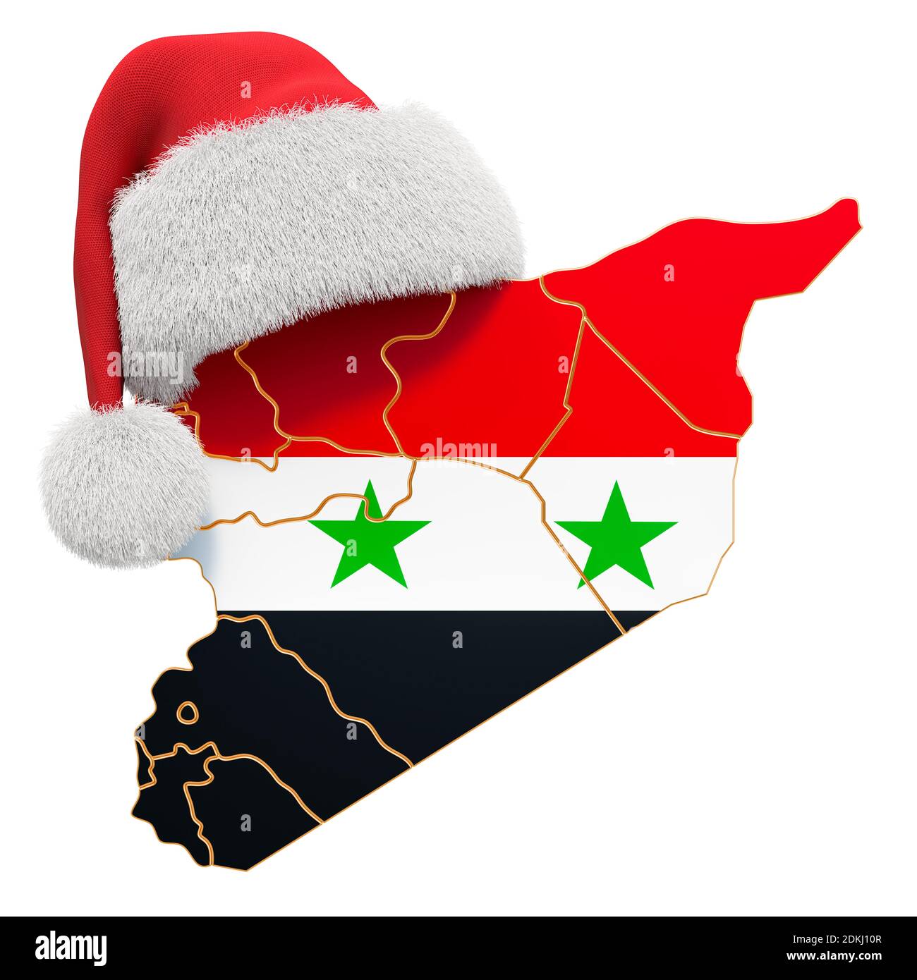 Syrian map with red Santa hat. New Year and Christmas holidays concept ...