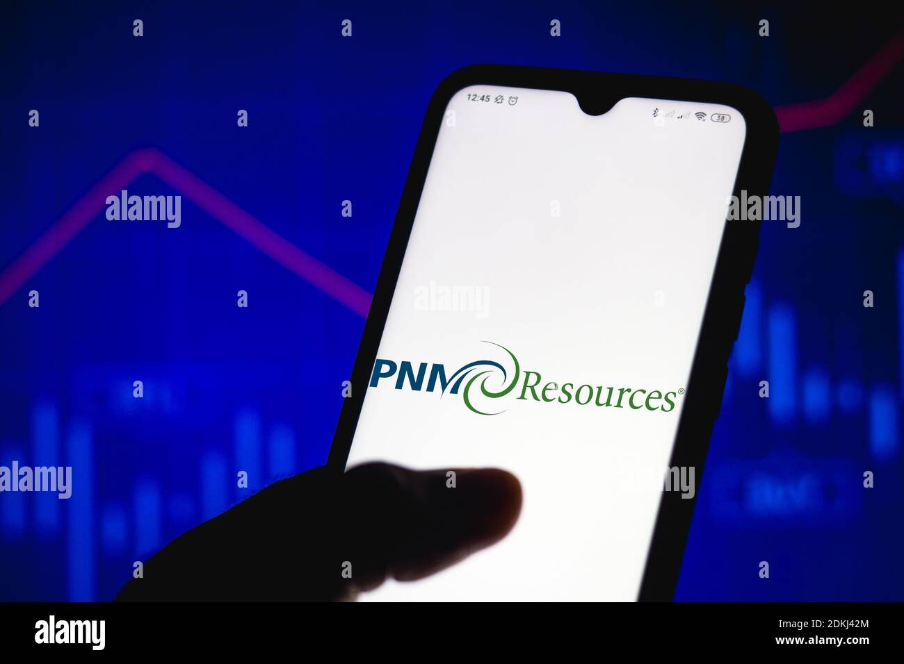 In this photo illustration the PNM Resources logo seen displayed on a ...