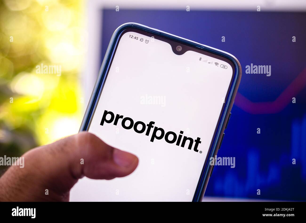 In this photo illustration the Proofpoint logo seen displayed on a ...