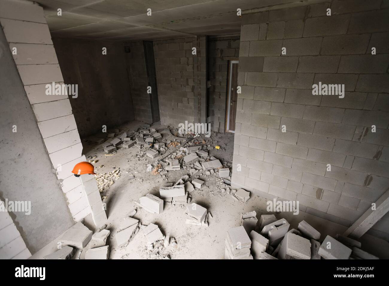 Abandoned house interior, dirty room, rotten peeled walls Stock Photo ...