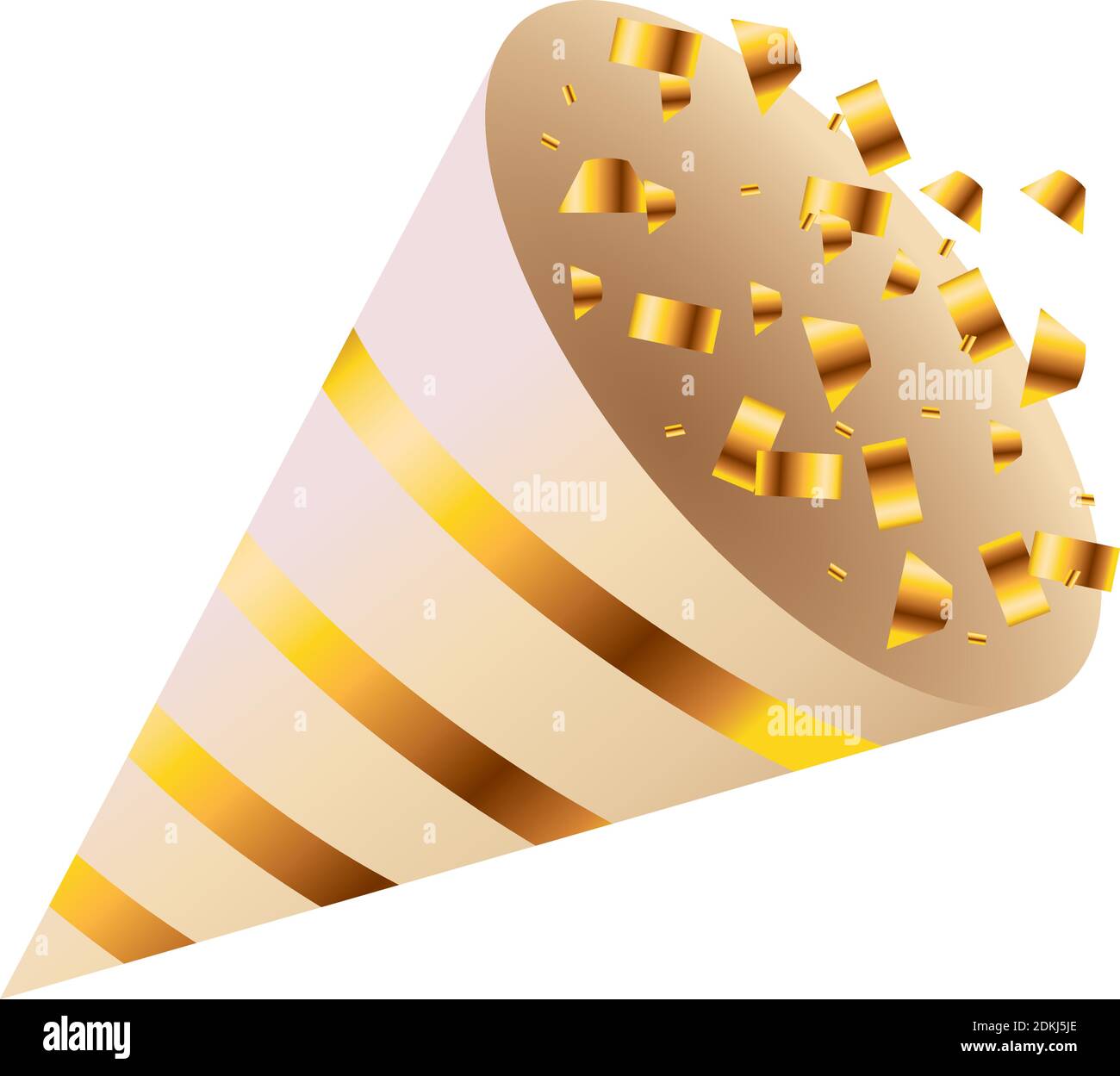 golden cornet and confetti party celebration icon vector illustration ...
