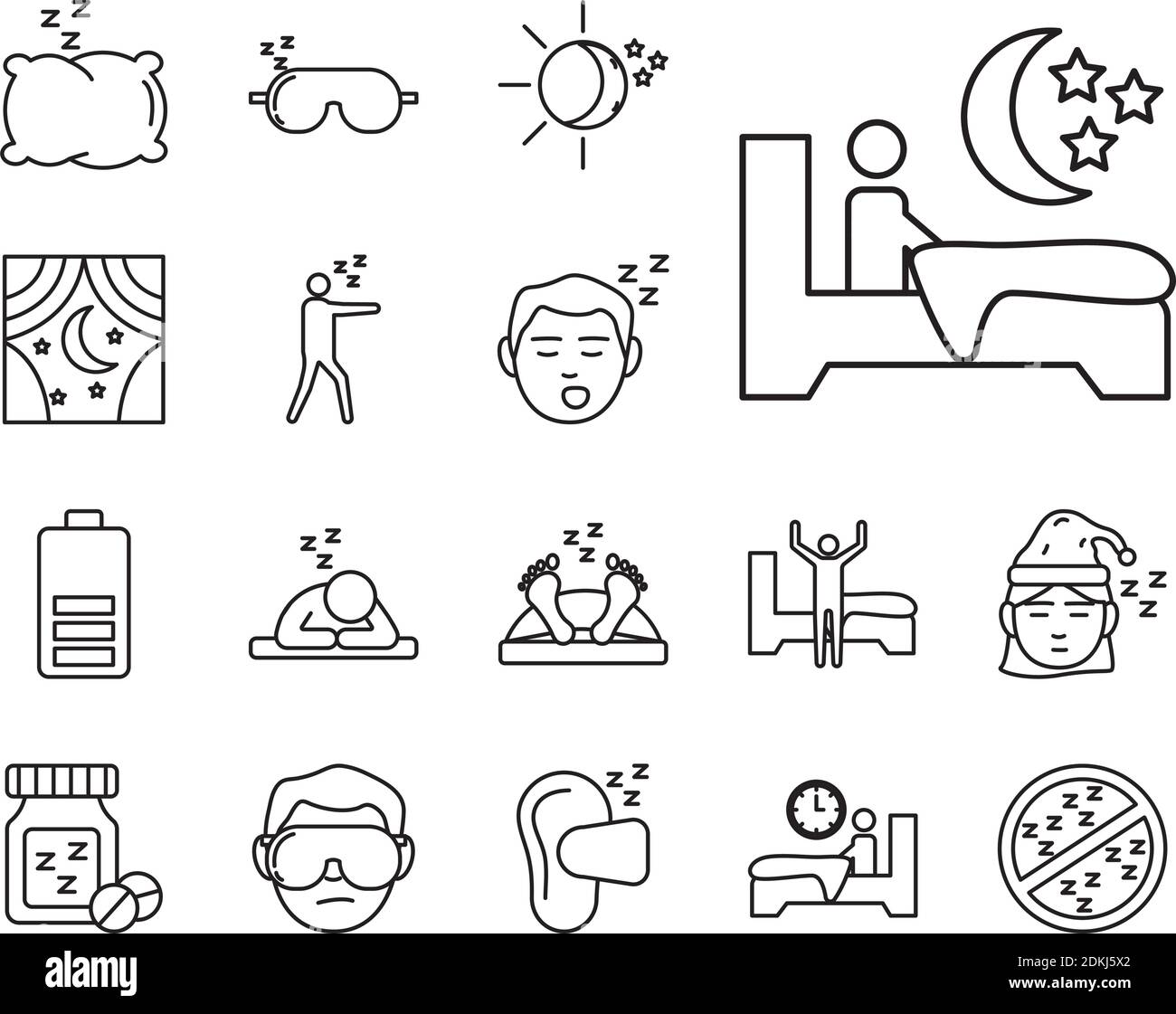 bundle of Insomnia line style icons vector illustration design Stock ...