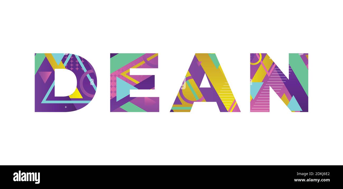 The word DEAN concept written in colorful retro shapes and colors ...