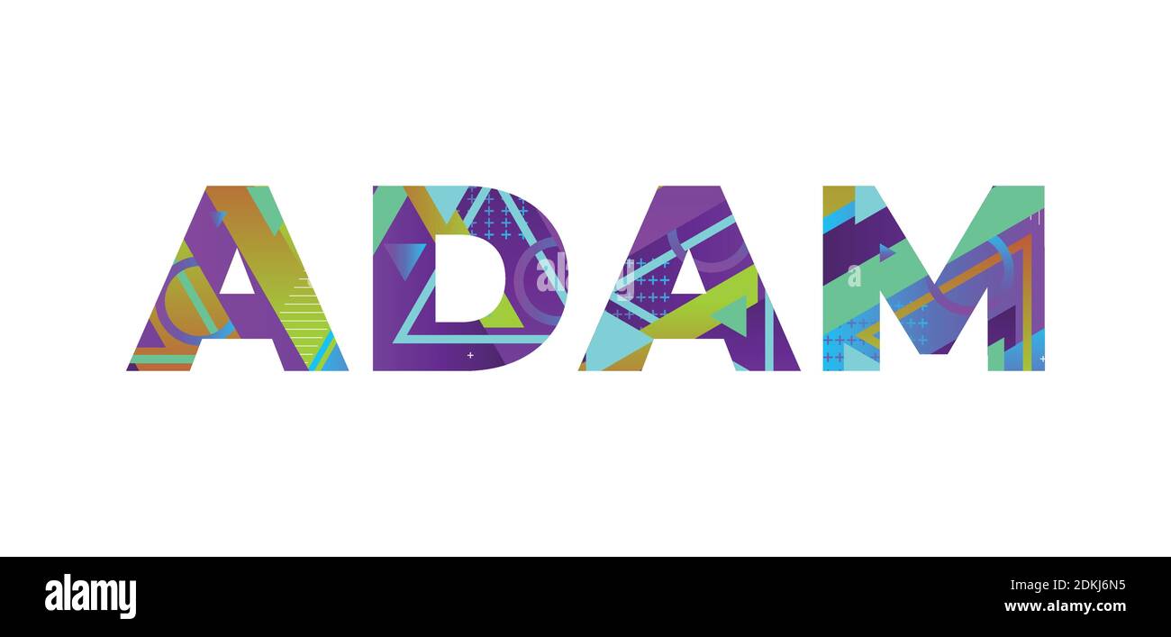 The name ADAM concept written in colorful retro shapes and colors ...