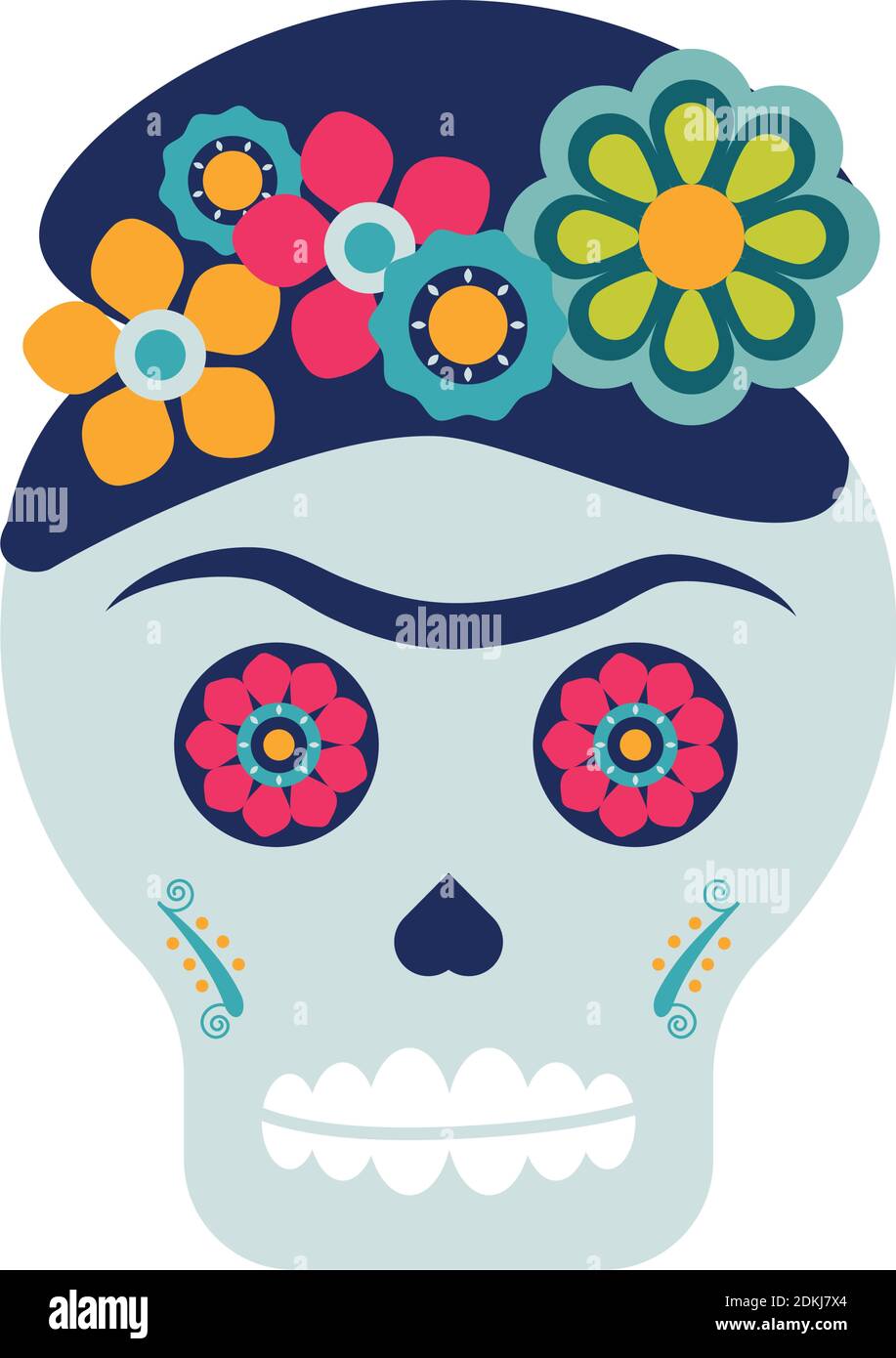 traditional mexican frida skull head icon vector illustration design ...