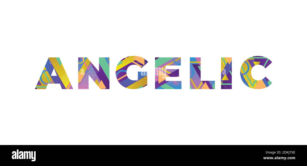 The word ANGELIC concept written in colorful retro shapes and colors ...
