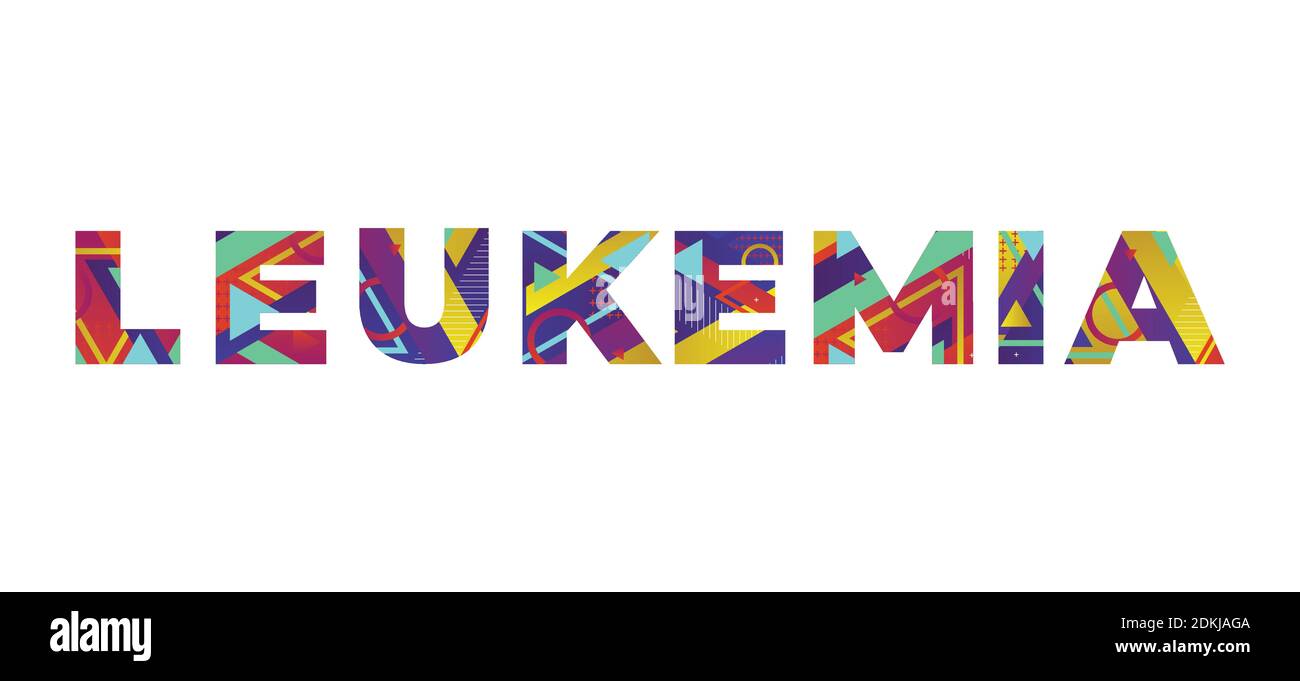 The word LEUKEMIA concept written in colorful retro shapes and colors ...