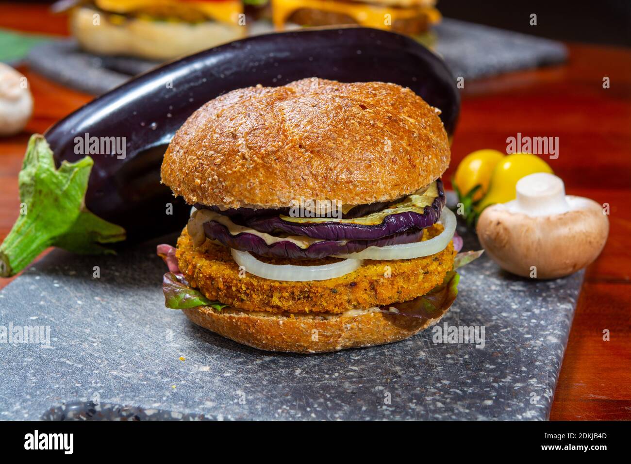 Healthy vegan or vegetarian fast food, fresh made plant based burgers ...