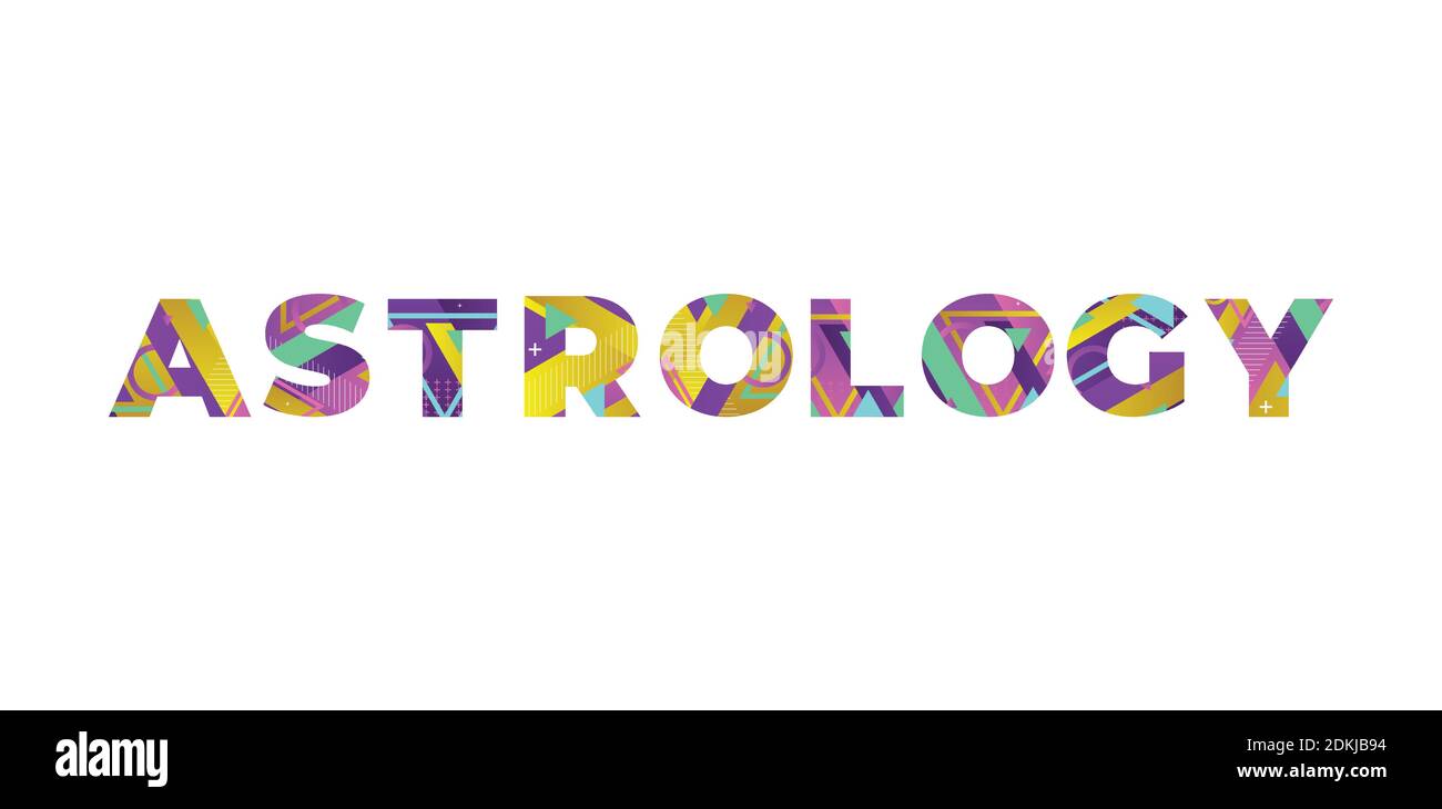 The word ASTROLOGY concept written in colorful retro shapes and colors ...