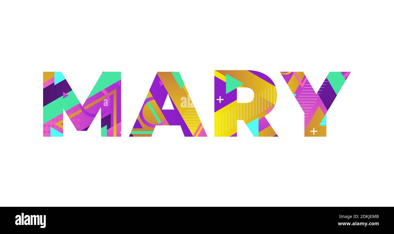 The name MARY concept written in colorful retro shapes and colors ...