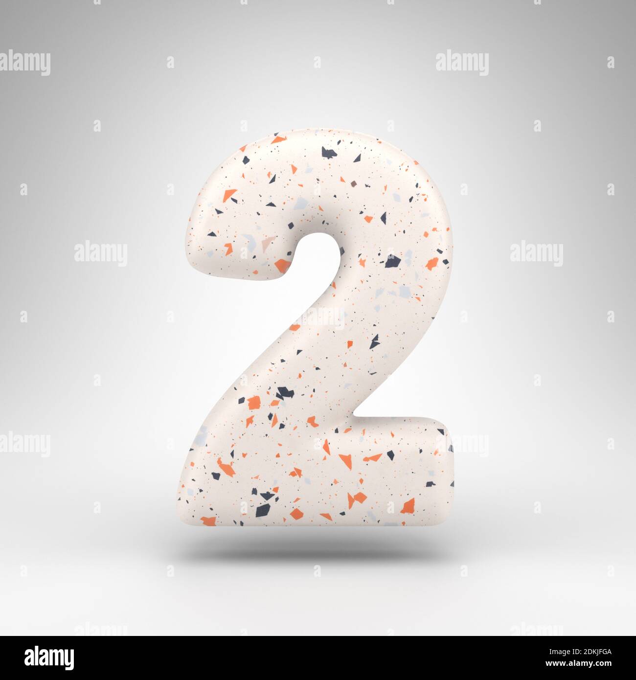 Number 2 on white background. 3D rendered number with terrazzo pattern ...