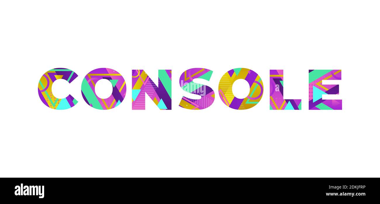 The word CONSOLE concept written in colorful retro shapes and colors ...