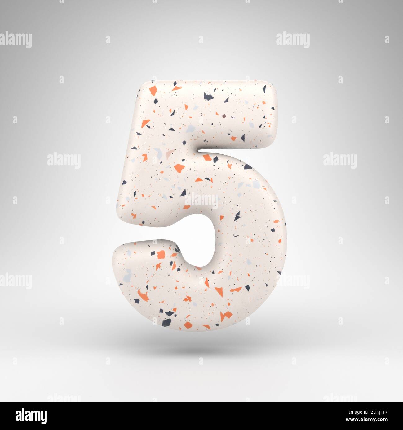 Number 5 on white background. 3D rendered number with terrazzo pattern ...