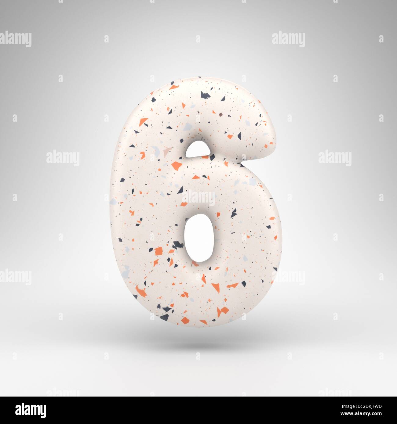 Number 6 on white background. 3D rendered number with terrazzo pattern ...