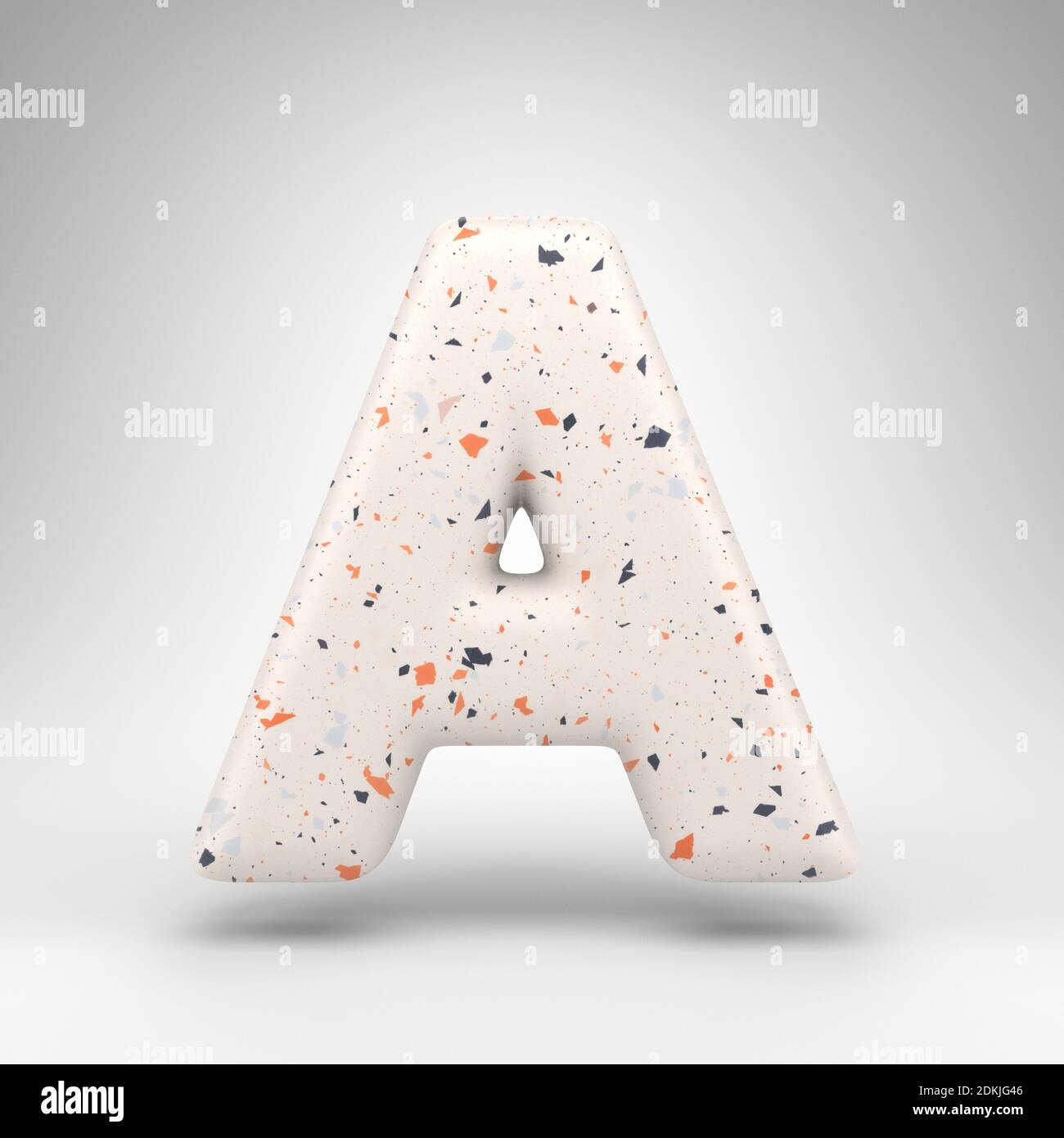 Letter A uppercase on white background. 3D rendered font with terrazzo ...
