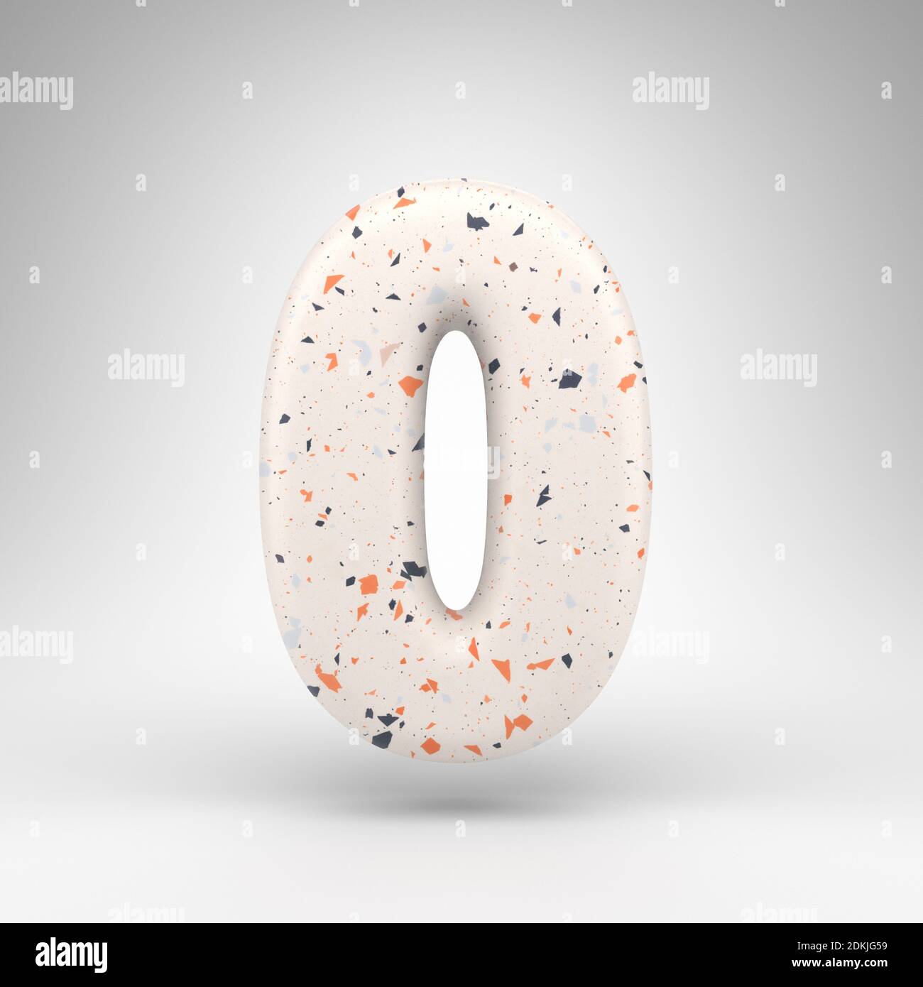 Number 0 on white background. 3D rendered number with terrazzo pattern ...