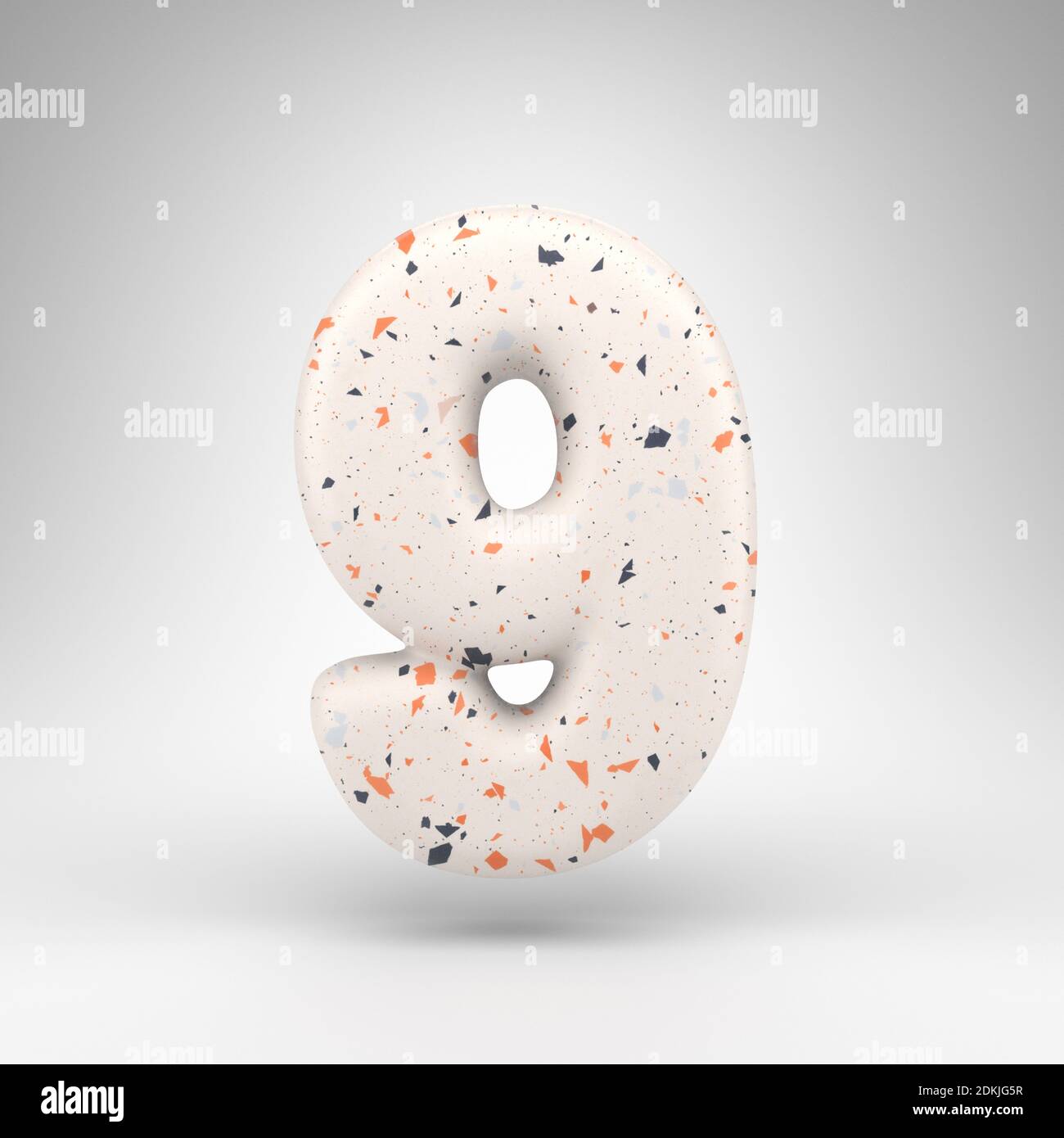 Number 9 on white background. 3D rendered number with terrazzo pattern ...