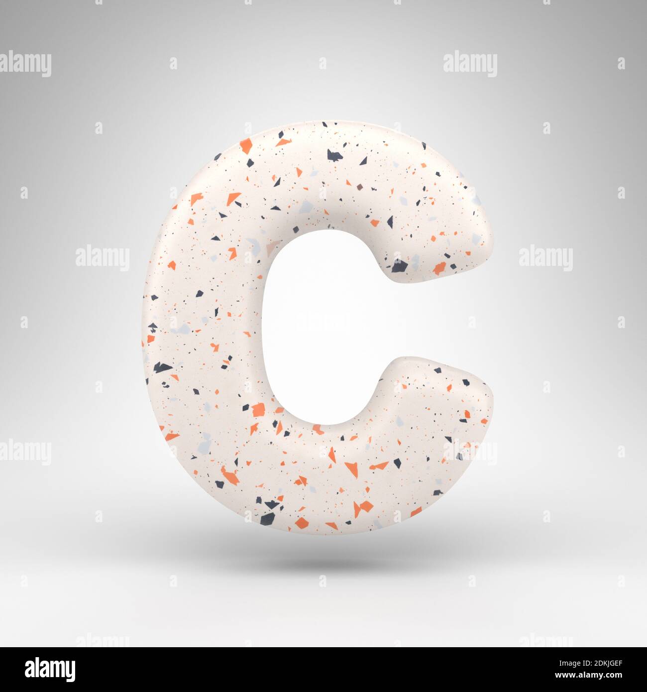 Letter C uppercase on white background. 3D rendered font with terrazzo ...