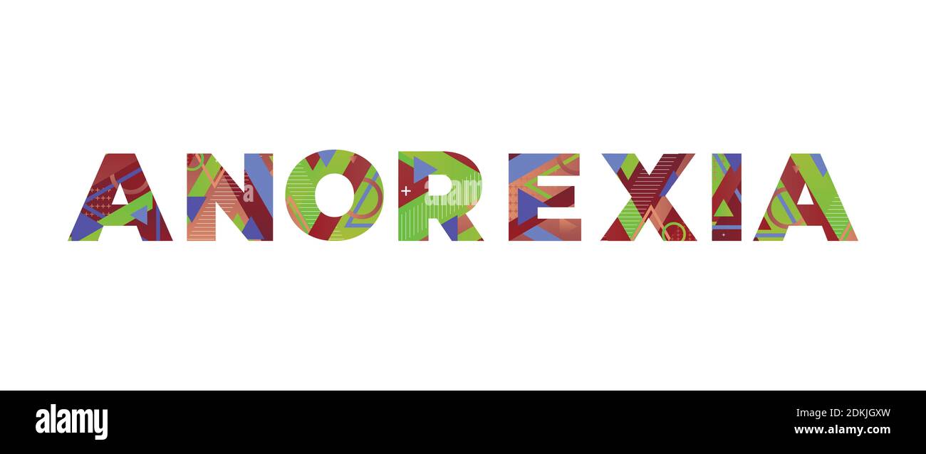 The word Anorexia concept written in colorful retro shapes and colors ...