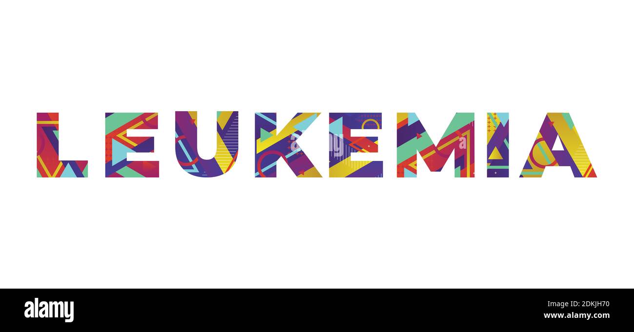 The word LEUKEMIA concept written in colorful retro shapes and colors ...